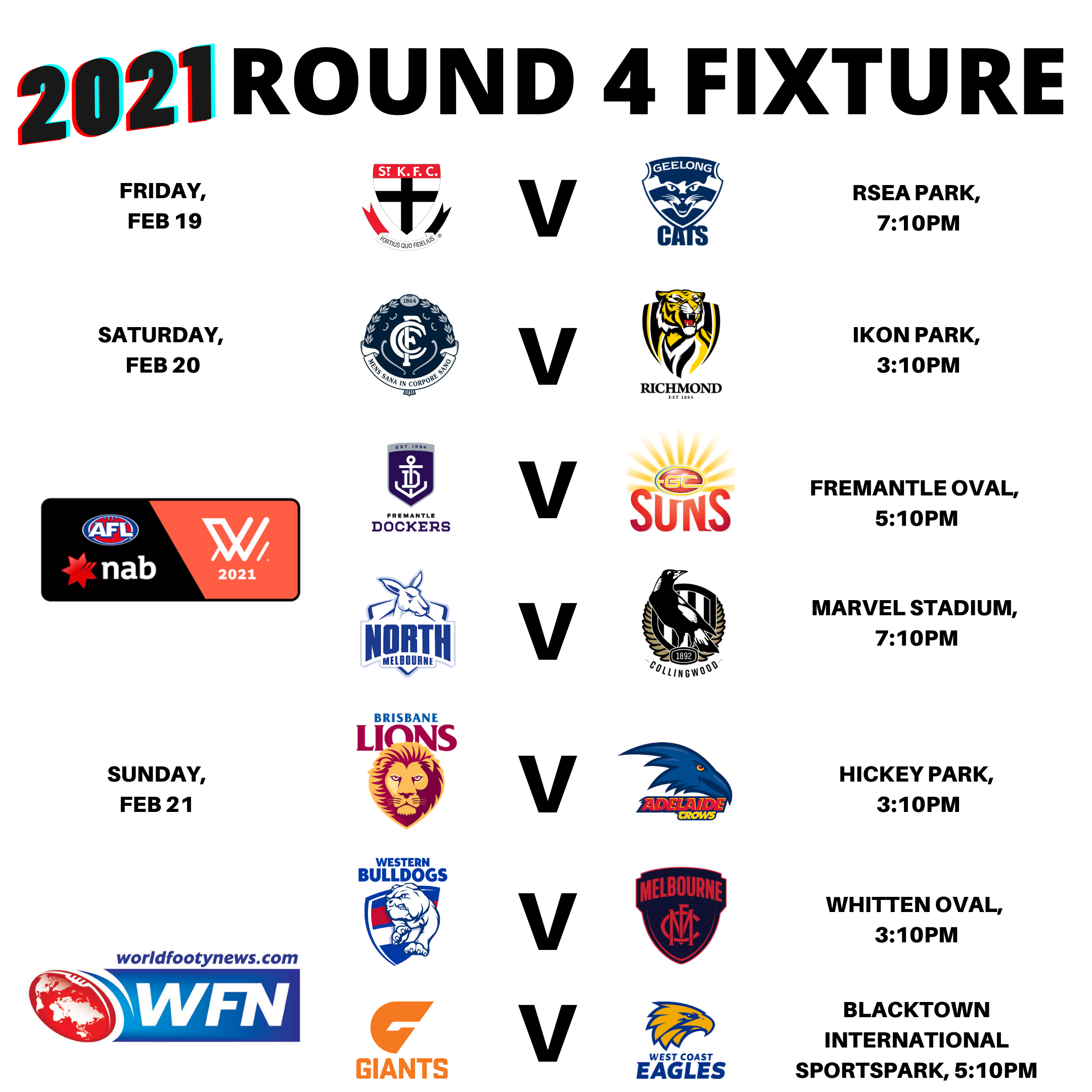 Round 4 AFLW Fixture - World Footy News